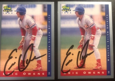TWO 1993 Classic #288 Eric Owens Winston-Salem Spirits Signed Autograph ...