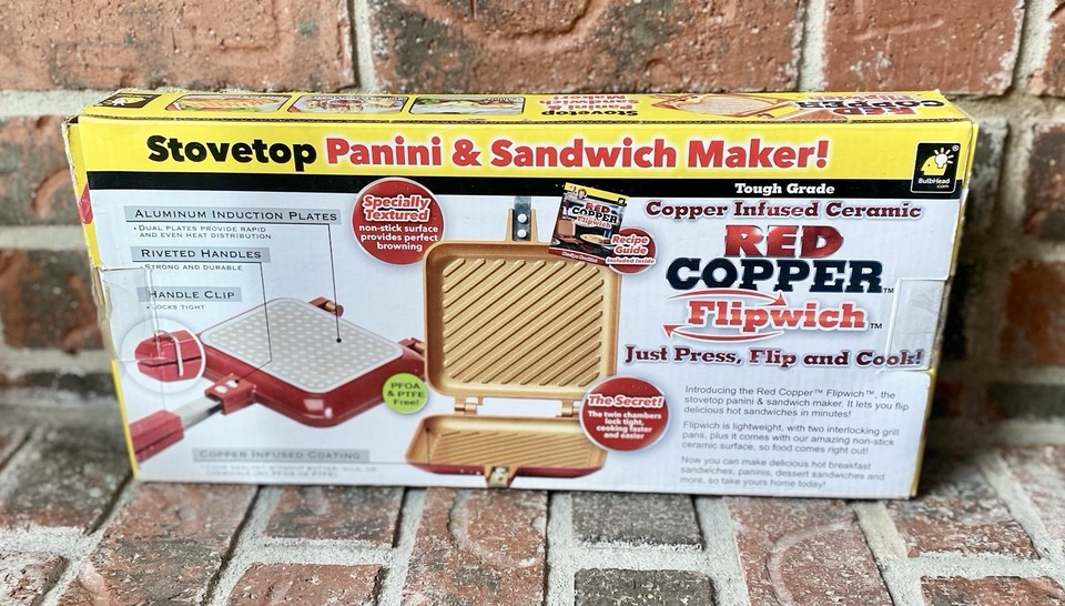 Red Copper Flipwich Non-Stick Stovetop Sandwich & Panini Maker NIB | eBay