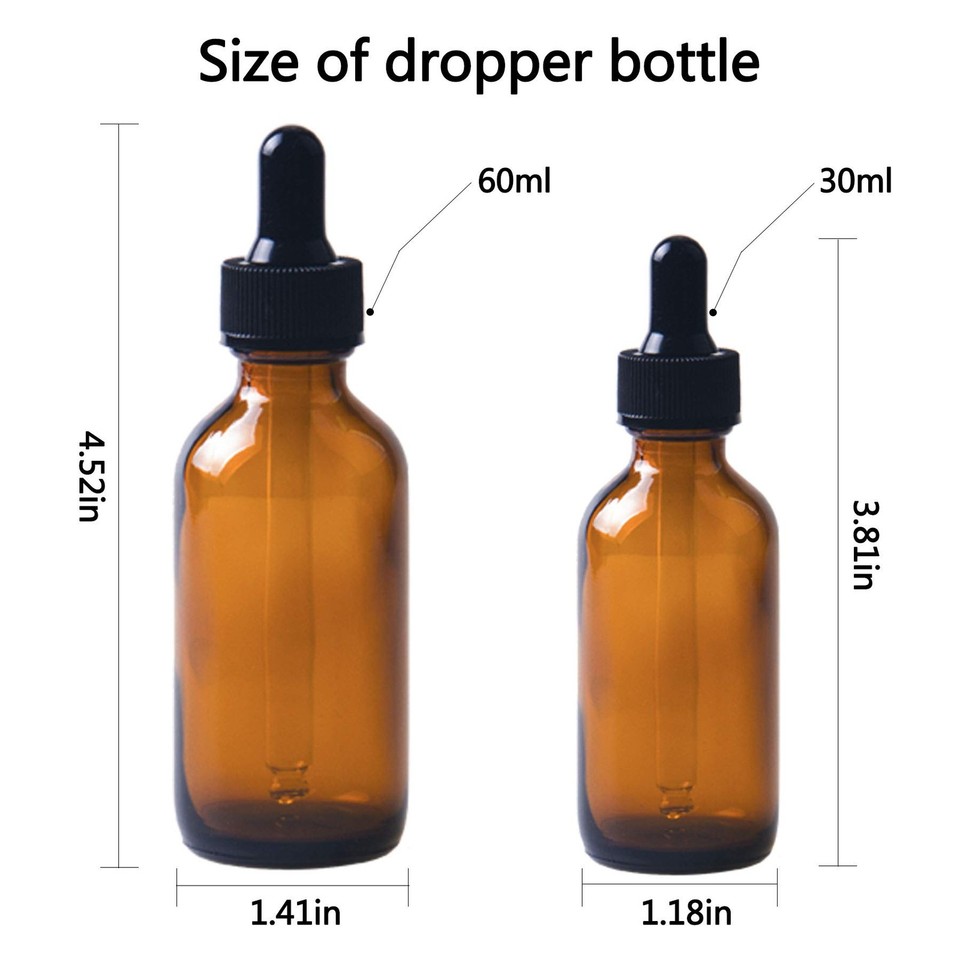 48 Pack 2oz Amber Glass Dropper Bottles, Glass Eye Dropper Bottles for ...
