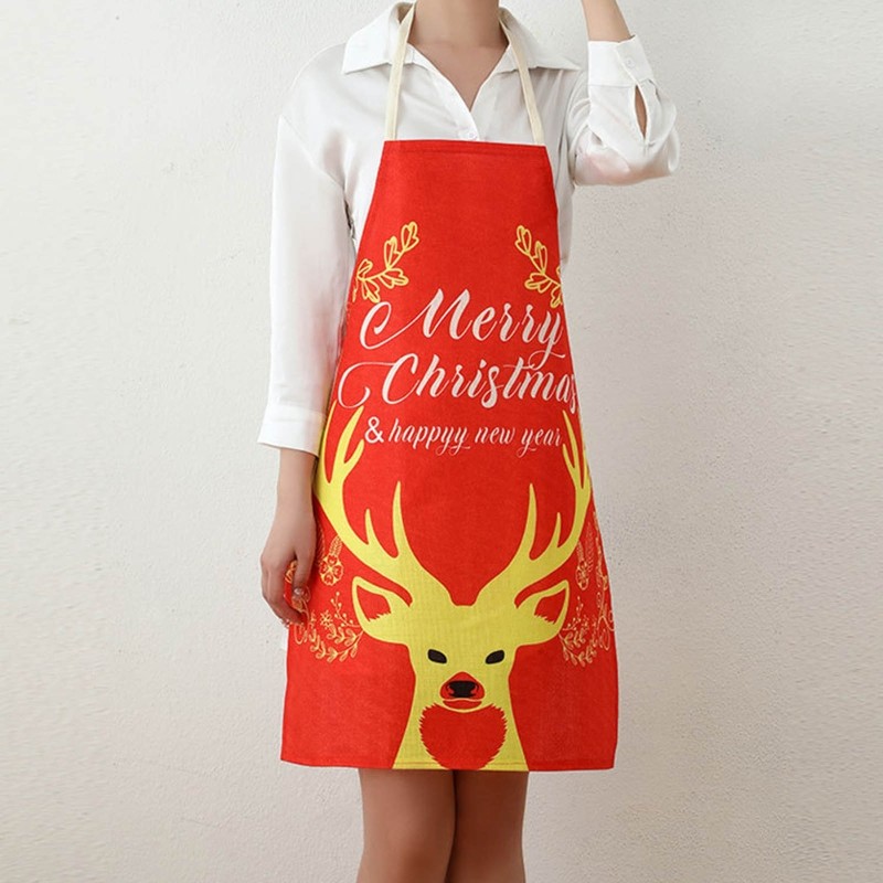 Christmas Aprons Santa/Reindeer Pattern Fabric Apron Seasonal Baking ...