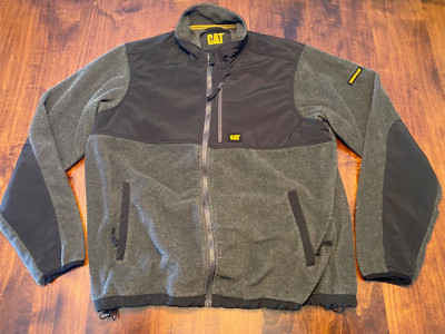 Caterpillar CAT Fleece Jacket Size XL Full Zip Pocket Outdoor 2 Tone | eBay