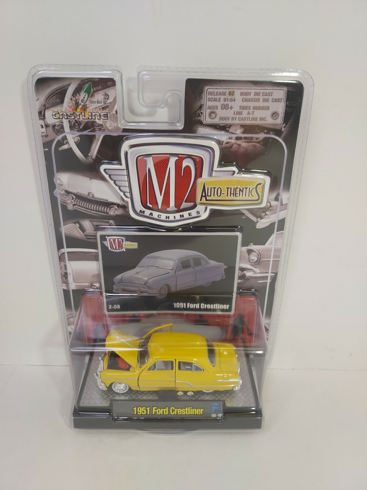 2008 CASTLINE INC M2 MACHINES 1:64 SCALE 1951 FORD CRESTLINER YELLOW ...