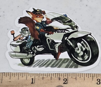 Zootopia Judy Hopps & Nick Wilde Chase Police Motorcycle 3" Decal ...