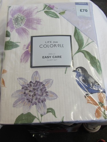 NEW LIFE FROM COLOROLL LILAC/WHITE FLORAL/BIRD DOUBLE DUVET SET - RSPCA ...