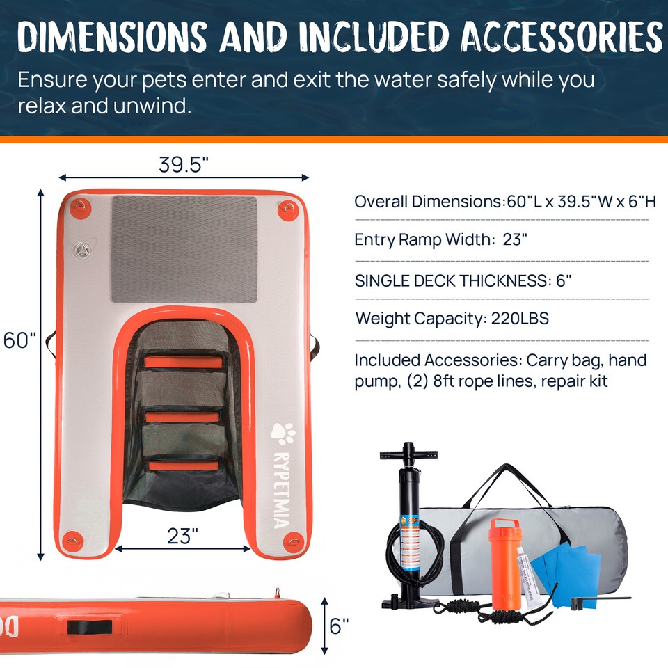 RYpetmia Large Inflatable Pup Plank Dog Water Ramp Pool Ramp Dog ...