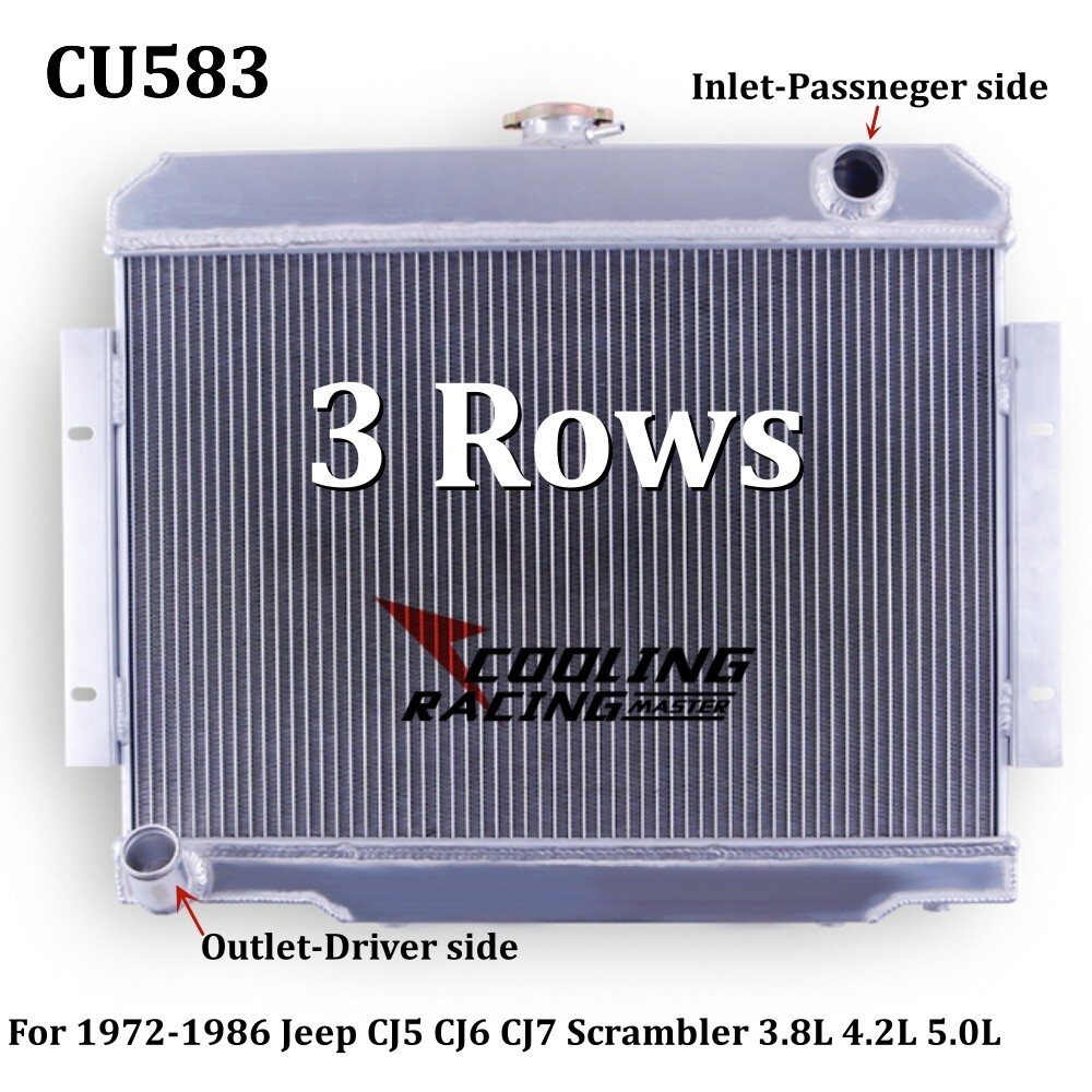 3 Rows Radiator For 72-86 Jeep CJ5 CJ6 CJ7 3.8L 4.2L 5.0L Automatic ...