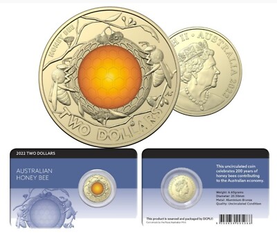2022 $2 COIN AUSTRALIAN HONEY BEE UNCIRCULATED & CARDED DOWNIES | eBay ...