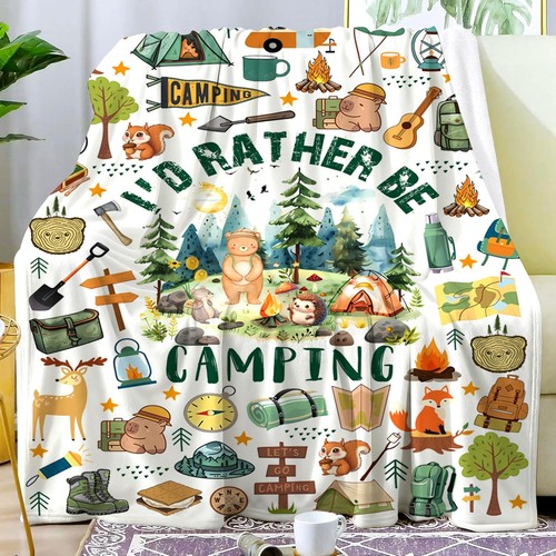 Camping Gifts for Stuff Cool Camping Essentials Blanket Throw Camper ...