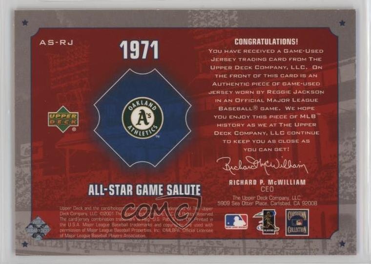 2001 Upper Deck 1971 All-Star Salute Jerseys Reggie Jackson #AS-RJ HOF ...