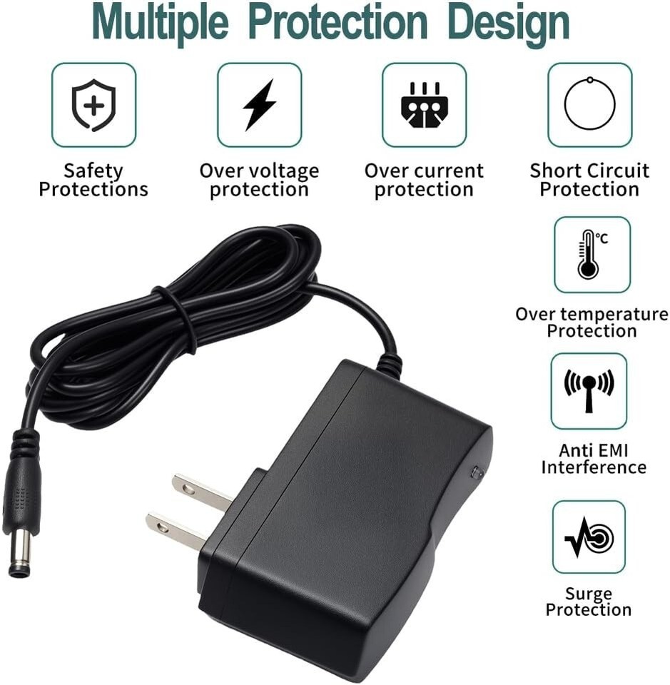 9V DC Power Supply 1A 9W Power Adapter 100-240V AC to DC 9Volt AC ...