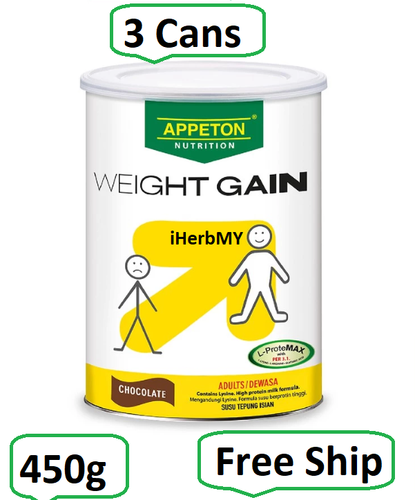 3 X Appeton Weight Gain Powder 450g Chocolate For Adult Increase Weight ...