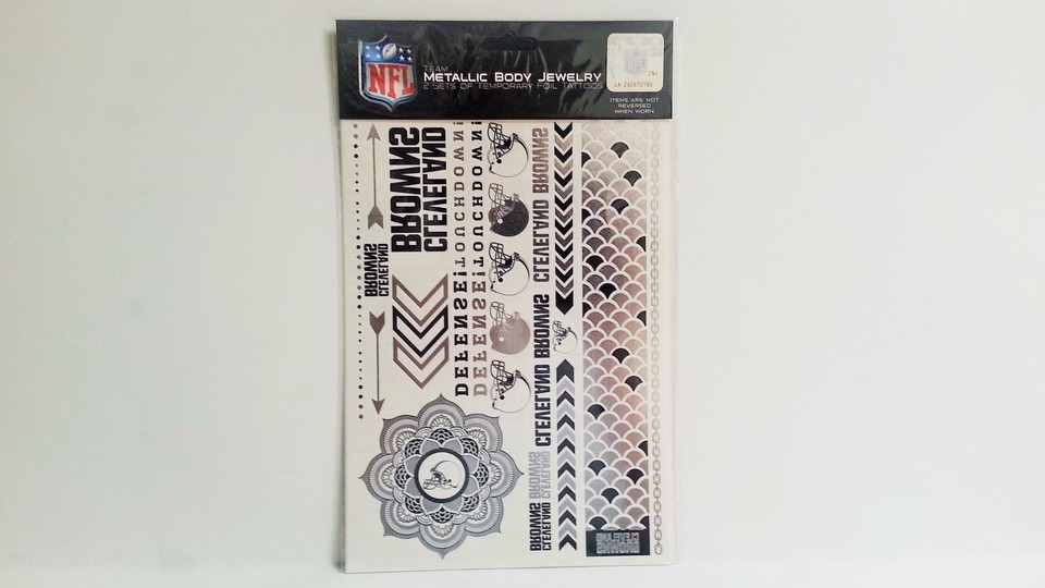 NFL Temporary Metallic Foil Tattoo Body Jewelry Set Choice of Teams | eBay