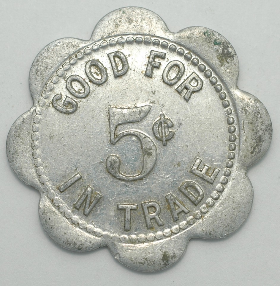 Southbridge, MA Trade Token Chief's Cafe 326 Hamilton St. 5¢ In Trade ...