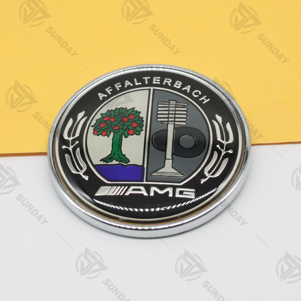 Front Hood Emblem Color Apple Tree Flat Paste Badge Decal For AMG ...