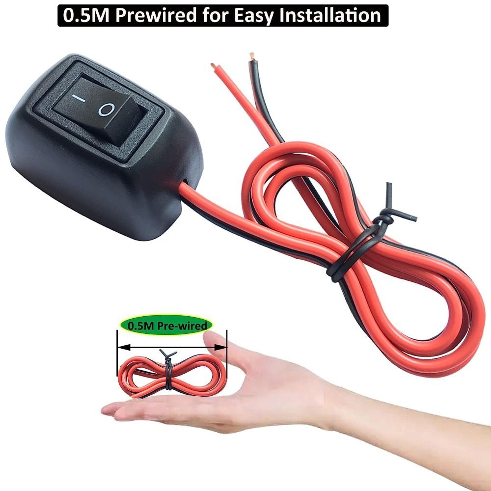 Paste-Type Surface Mount Switch 0.6M Prewired Rocker Switch 12V/7.5A ...