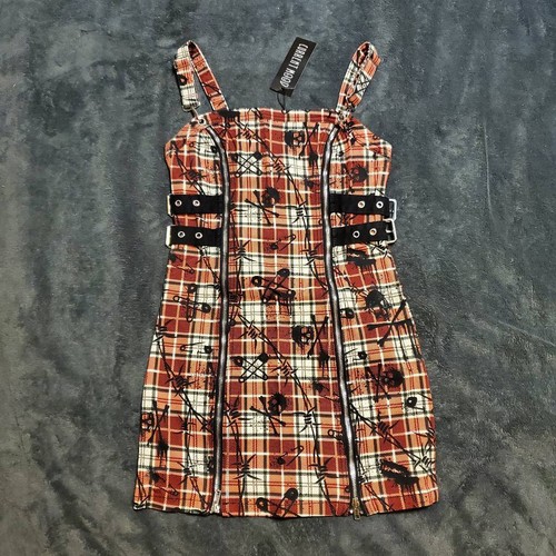 Dolls Kill Current Mood Emo Punk Rock Plaid Mini Dress L | eBay