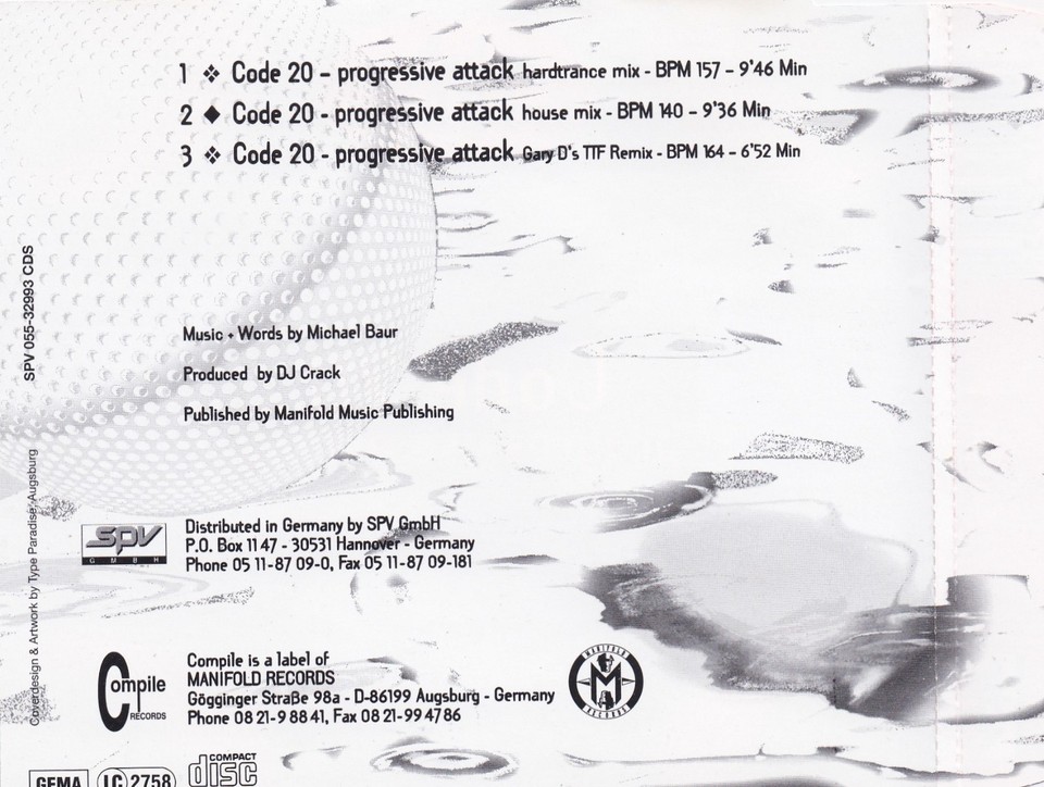 Code-20 - Progressive Attack (3 Track Maxi CD) | eBay