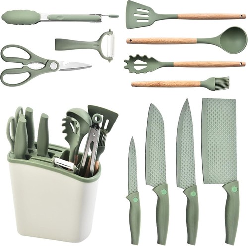 Lot d'ustensiles de cuisine 12 en 1 avec et support en acier inoxydable ...