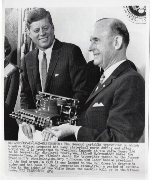 1962 Woodrow Wilson's Typewriter From WWI Press Photo To JFK White ...