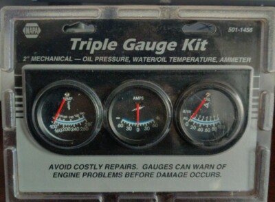 NAPA TRIPLE GAUGE KIT 501-1456 BLACK MECHANICAL | eBay