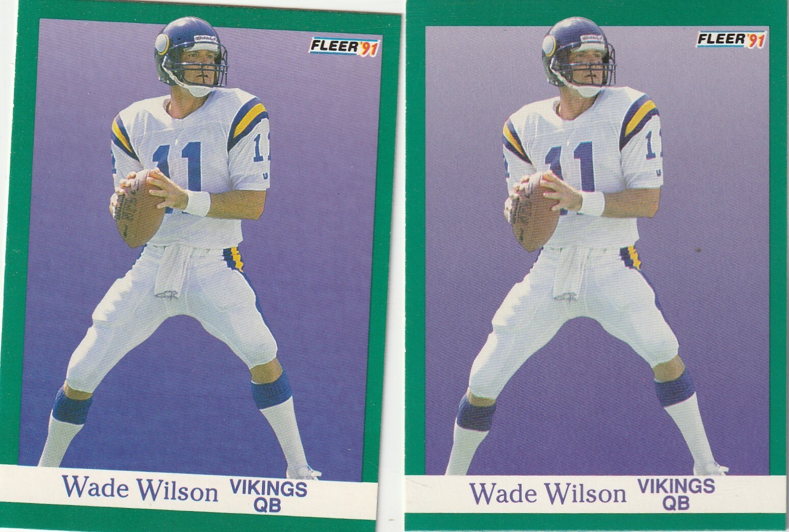 FREE SHIPPING-MINT-1991 Fleer Wade Wilson #289 VIKINGS-2 CARDS | eBay