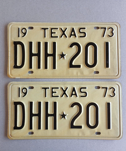 🐾 1973 TEXAS "PASSENGER" LICENSE PLATE PAIR (DHH-201) UNUSED NOS | eBay