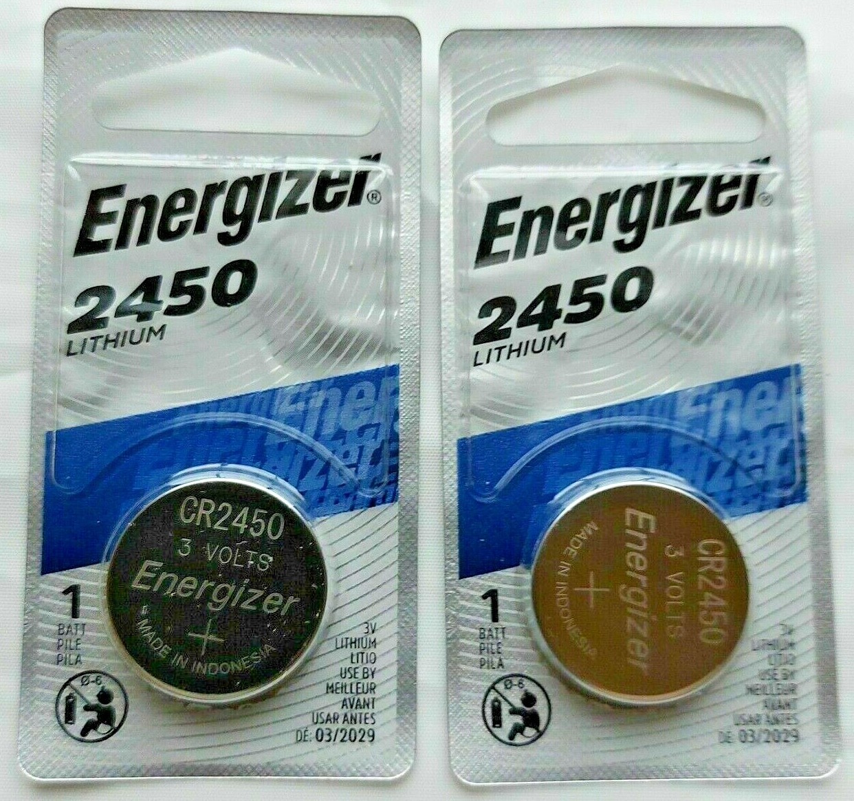 Energizer ECR2450 CR2450 (2 piece) BR2450 Lithium 3V Battery New ...