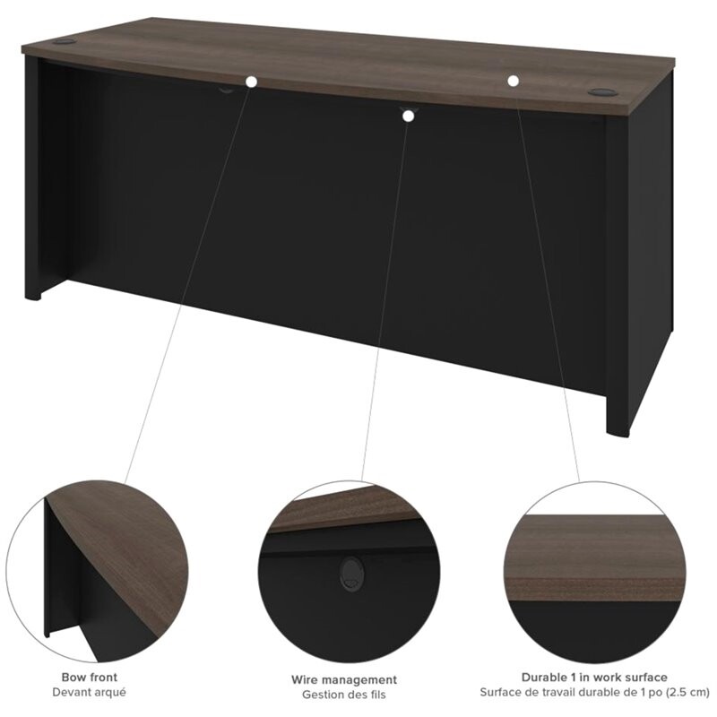 Atlin Designs Contemporary 6 PC Wood U Shaped Computer Desk with Hutch ...