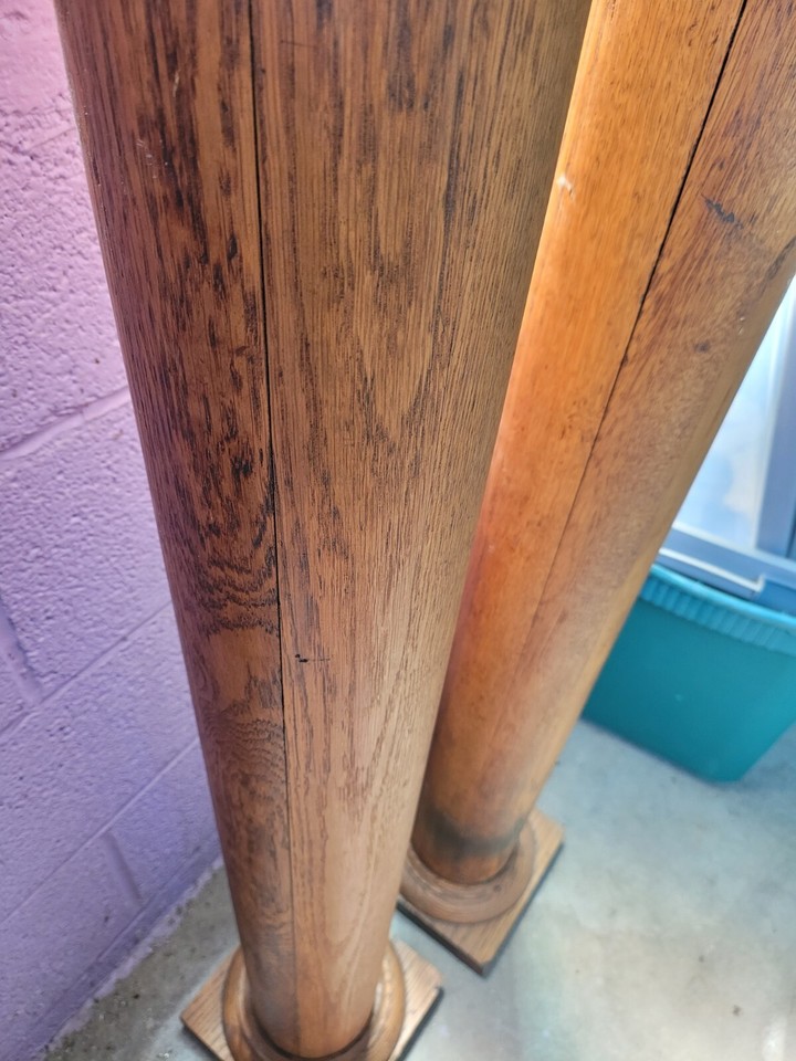 Vtg Lot Of 2 Matching Oak Wood Fluted Fireplace Columns Pillars 4ft 6 ...
