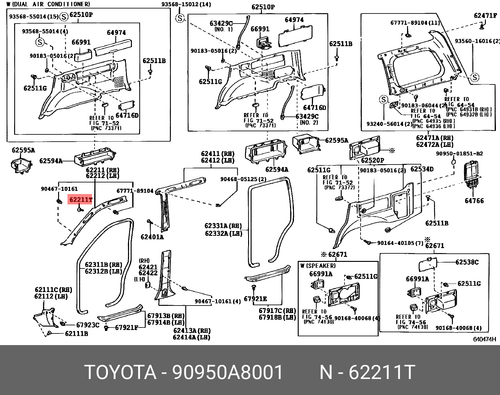 Genuine OE Clip, Front Pillar Garnish, 90950A8001 for TOYOTA 90950 ...