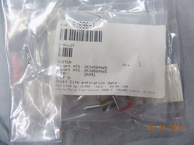 TEXTRON CESSNA S1696-1 SWITCH W/ 8130-3 REPLACES 7201 MS205N MST205N ...