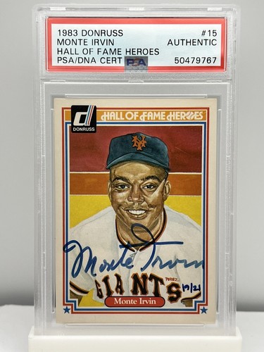 1983 Donruss Monte Irvin Hall Of Fame Heroes Signed PSA #19/21 ...