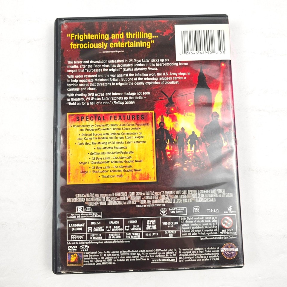 28 Weeks Later (DVD, 2007) Widescreen Robert Carlyle Imogen Poots ...