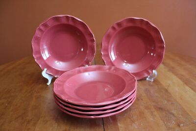 Varages Luberon Watermelon Red 9.375" Diameter Rim Soup Bowls (x6) EUC ...