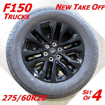 QTY 4 2024 Ford F150 20" Black Wheels Rim Hankook AT2 275/60R20 Tires ...