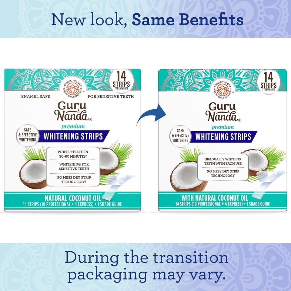 GuruNanda Teeth Whitening Strips - 7-Day Treatment with Non-Slip, Dry ...