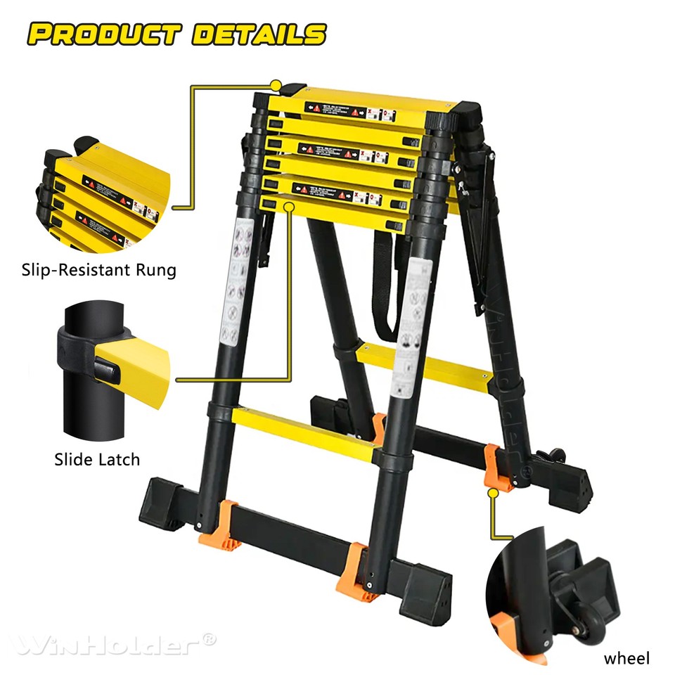 A Frame Telescopic Folding Ladder 2.7M+2.7M Extendable Climb Ladders 7 ...