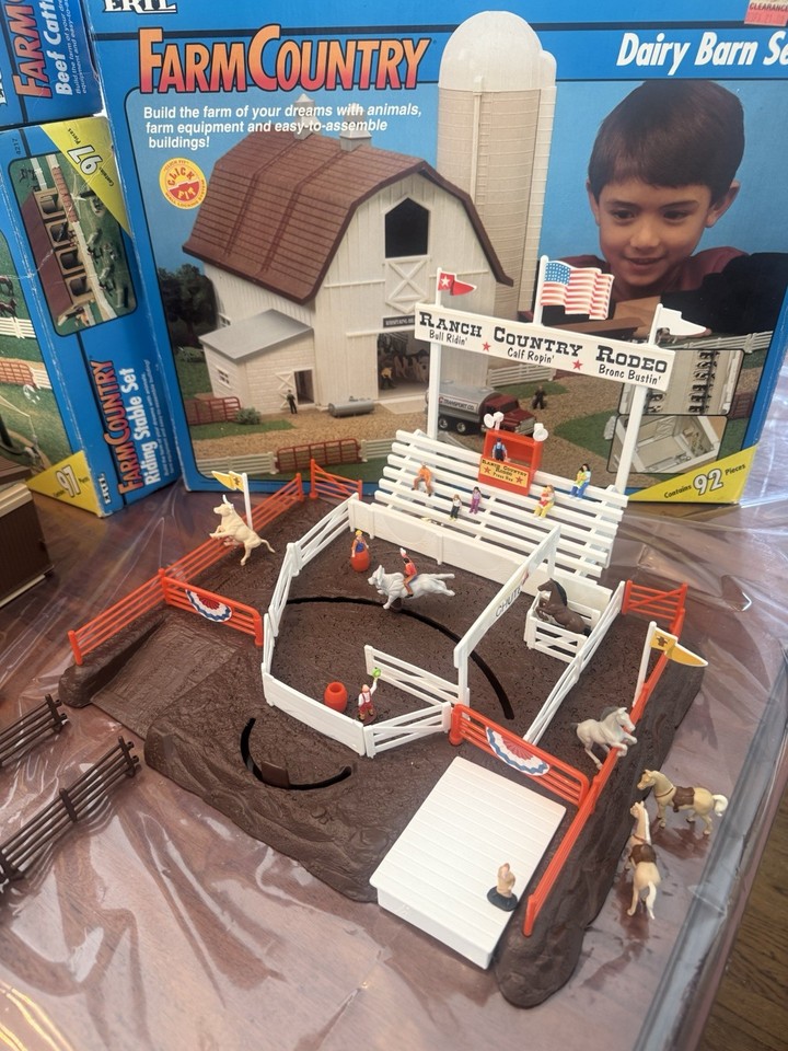 Farm Country ERTL Lot 7 Sets Longhorn Rodeo Hog Stable Dairy Cattle ...