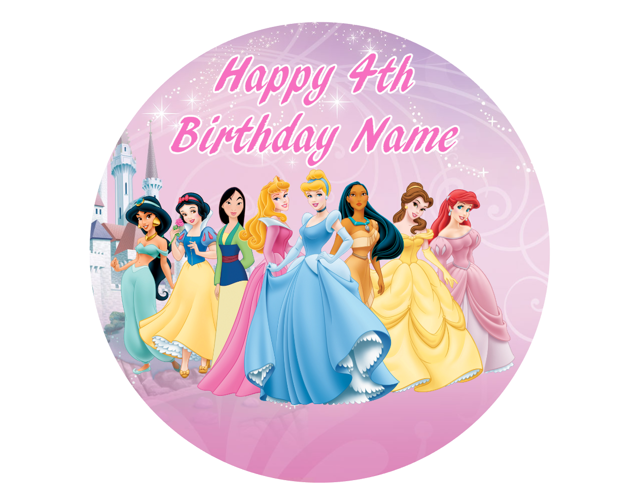 Disney Princess Edible Icing Cake Topper PRE-CUT to 19cm Personalised ...