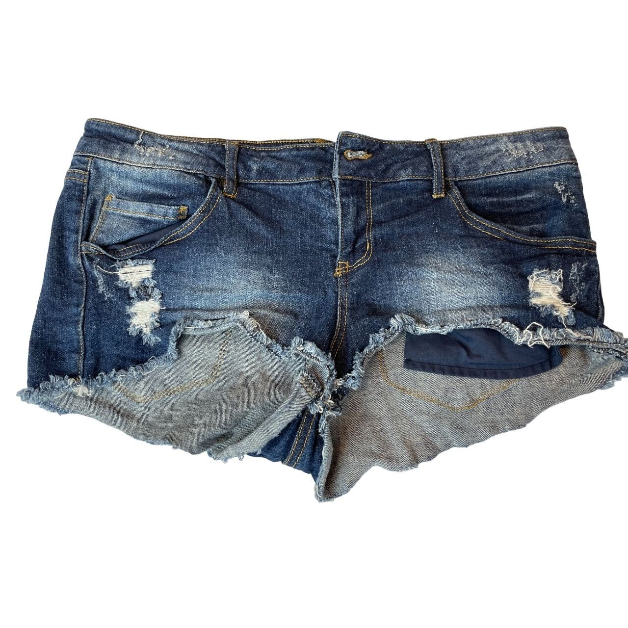 Refuge Womens Shorts Cut-Off Jeans Denim Stretch Dist… - Gem