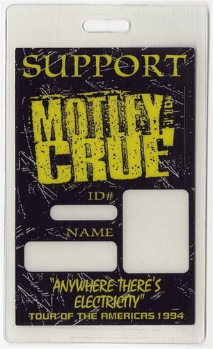 Motley Crue 1994 Anywhere There's Electricity Tour Laminated Backstage ...