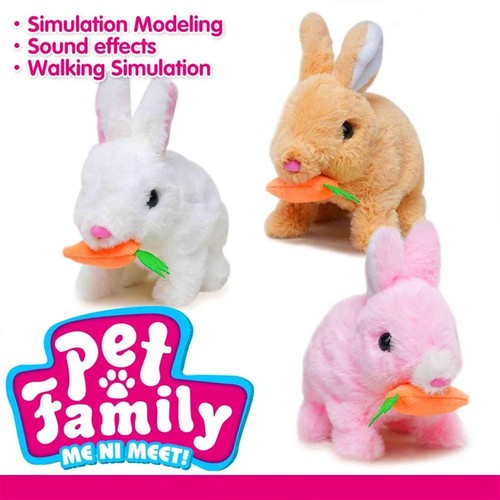 Electric Plush Rabbit Toy Walking Jumping Squeaking Stuffed Wagging ...