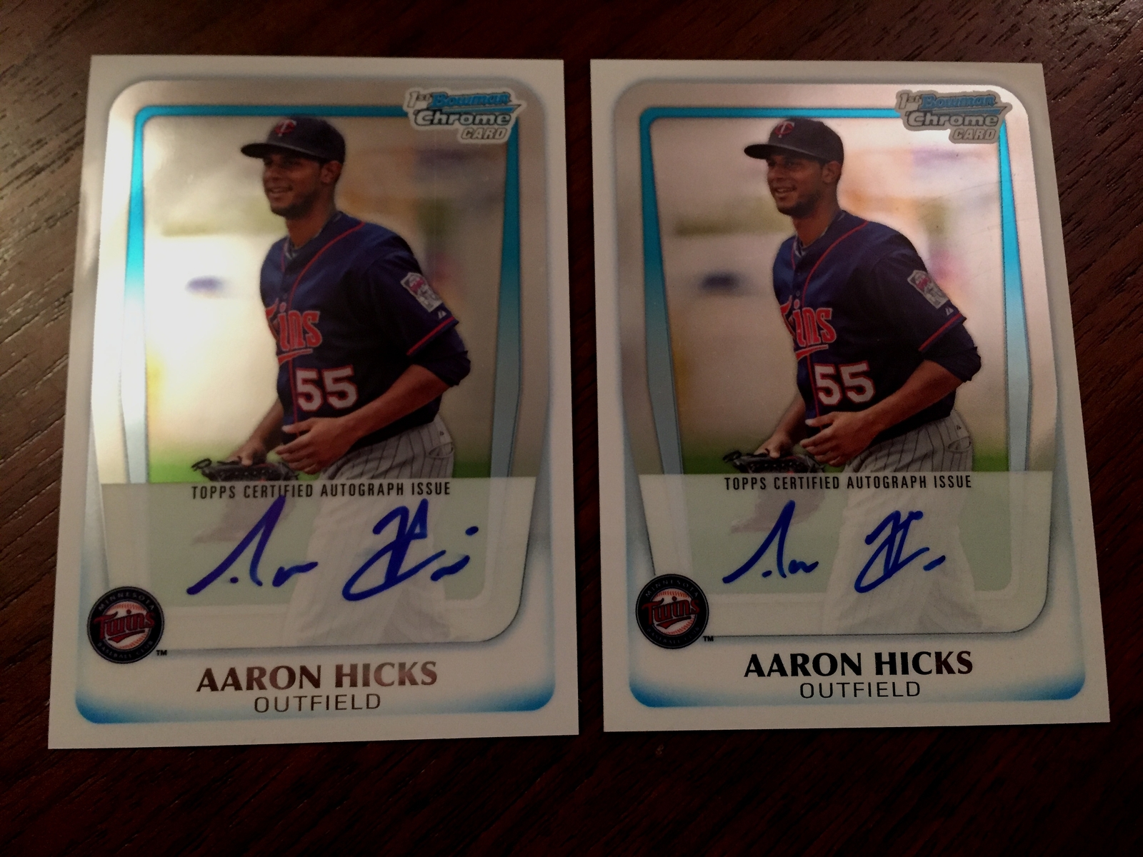 Aaron Hicks 2011 Bowman Chrome TWO AUTOGRAPH AUTO ROOKIE RCs BCP172 x2 ...