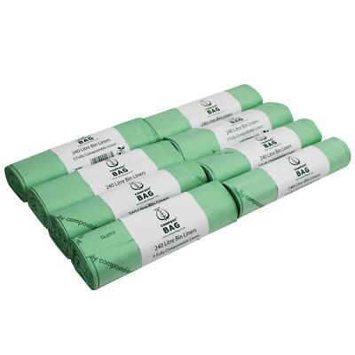 240L x40 Compostable Wheelie Bin Sacks - Biobag Bin Liners - EN13432 ...