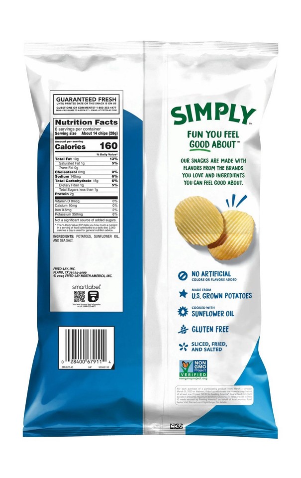 🟠 New Exclusive Simply Ruffles Sea Salted Baked Crunchy Potato Chips ...