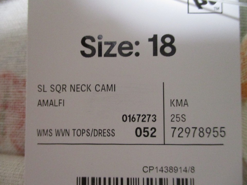 NEW WITH TAGS ANKO SIZE 18 CAMI TOP, LINEN BLEND, ADJUSTABLE STRAPS ...