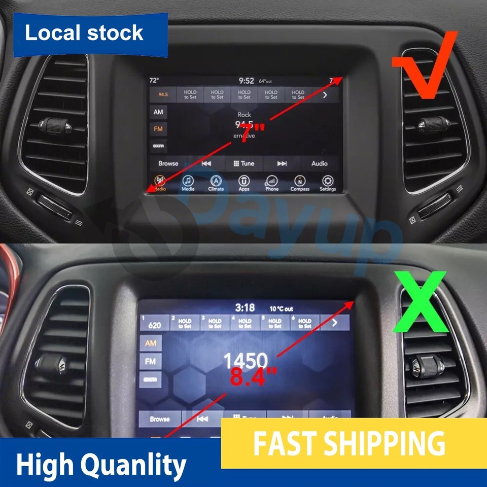 7" Display TDO-WXGA0700K00057-V1 For 2017-2020 Jeep Compass Radio ...