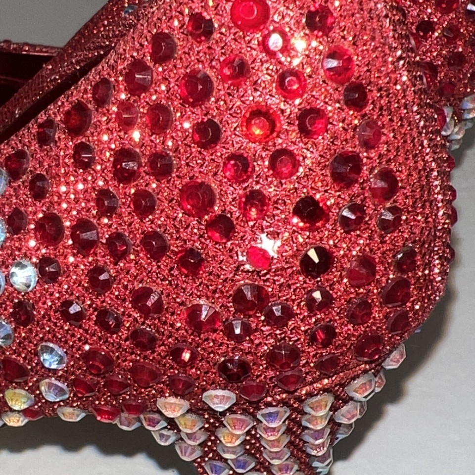 Jeru Size 8 Red Rhinestone High Heels Closed Toe Sparkle Dance Shoes ...