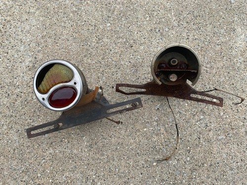 (2) Model A Ford Tail Light Stand, Housing, License Plate Mount Bracket ...
