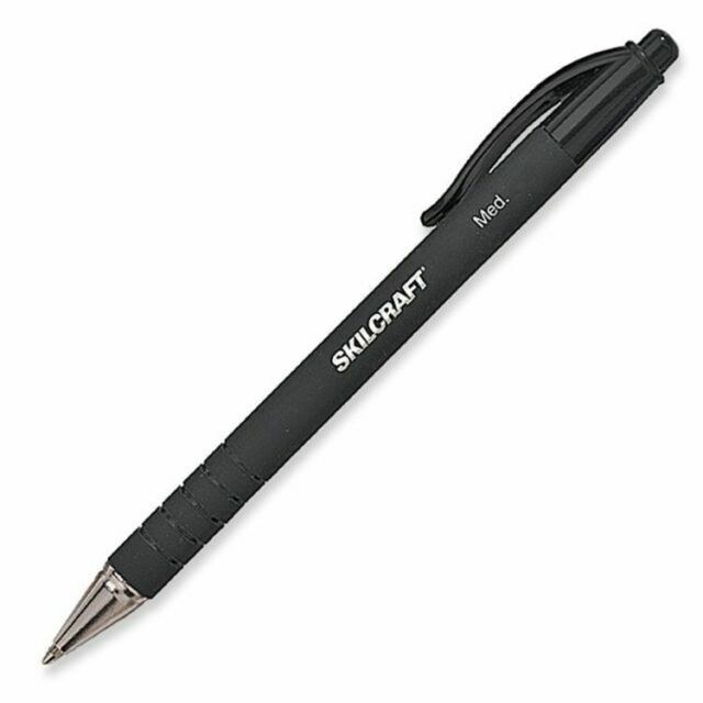 SKILCRAFT Ballpoint Pens Refillable Grip Medium Point Black Ink 3687771 ...